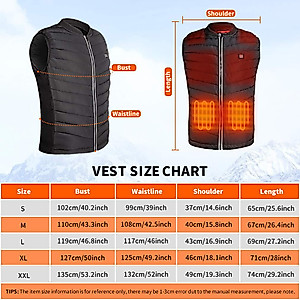 Srivb Heated Vest, USB Charging Heating Vest for Men Women Washable Body Warmer with Battery Pack for Outdoor Camping