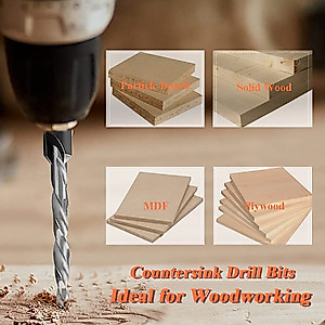 5 Pcs Countersink Drill Bits, Bestgle High Speed Steel Counter Sinker Drill Bits with Chamfering Combination for Woodworking, Imperial Hex Shank HSS Taper Bits 9/64", 3/16", 7/32", 11/64", 7/64"