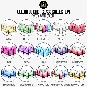 M&N HOME Colorful Shot Glasses - Fun Bachelor Party Decorations or Bar Glasses - 2 ounce Set of 6