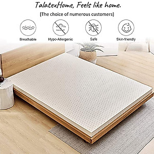 TalatexHome Premium Natural Latex Mattress Topper, No Memory Foam Chemicals, Help Relief Shoulder & Back Pain