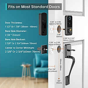 Hornbill Smart Lock with Front Door Handle Set - Keyless Entry Door Lock with Handleset - Smart Deadbolt Door Lock for Front Door - Bluetooth Door Lock with Keypad - Fingerprint Biometric Auto Lock