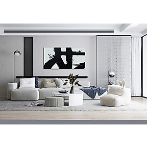 zoinart Large Canvas Wall Art, Black and White Abstract Wall Art 30x60 Inches Modern Canvas Paintings Minimalist Textured Wall Art Framed Artwork for Walls