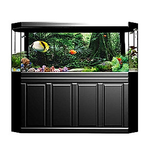 SH-RuiDu Aquarium Background, Durable PVC Reptile Box Rainforest Background Poster Fish Tank Wall Picture Painting Decoration Self Adhesive Sticker for Fish Tank Reptile Box Decorations