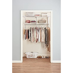 Rubbermaid Configurations Classic Closet Kit, White, 3-6 Ft., Wire Shelving Kit with Expandable Shelving and Telescoping Rods, Custom Closet Organization System, Easy Installation