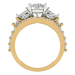 Clara Pucci 3.06ct Round Cut Genuine Zircon 14k 2 tone Gold Solitaire W/Accents Wedding Engagement Set Bridal Anniversary Ring Size 5.25
