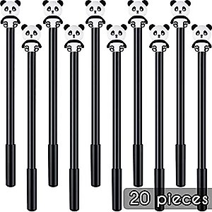 Zonon 20 Pcs Cute Panda Pens Animal Gel Ink Pens Cartoon Panda Writing Pens, 0.5 mm Kawaii Black Ink Pens for School Office Home Student Kids Present