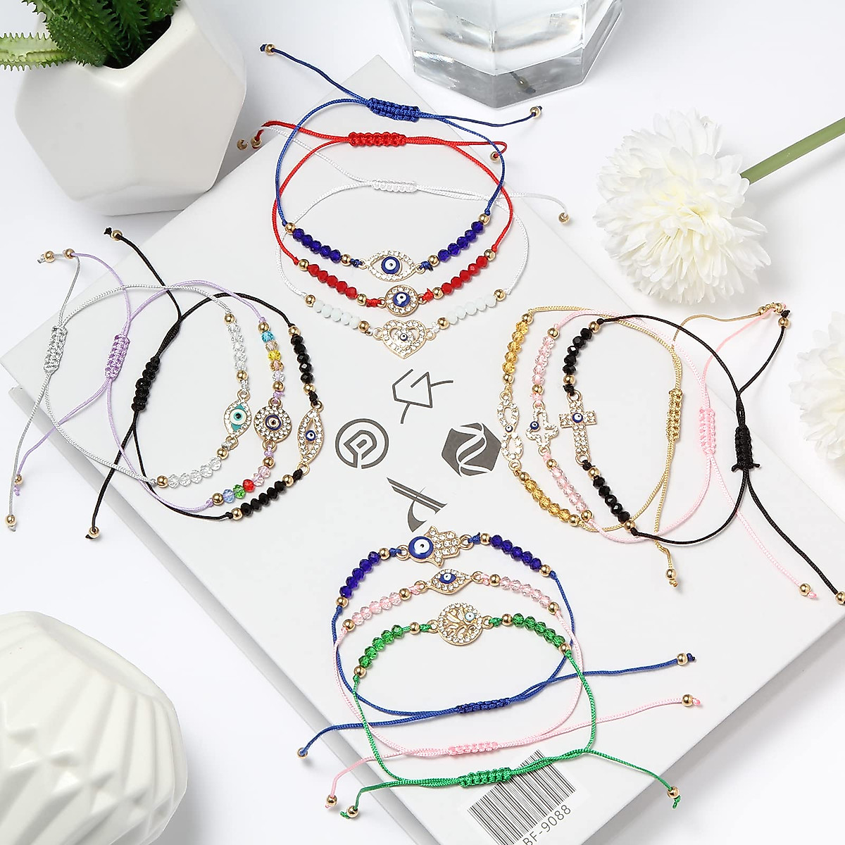 12 Pcs Evil Eye Bracelets Protection bracelet Mexican Bracelets Mal De Ojo Bracelets Evil Eye Jewelry Hamsa Bracelet Evil Eye Anklet Gold Evil Eye Bracelet for Women Girls Boys