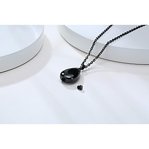 MEALGUET Pack of 2/4/6/10 Customized Cremation Ashes Urn Teardrop Pendant Keepsake Memorial Necklace Locket Charm,Personalized Ash Holder,Memorial Gift, Black
