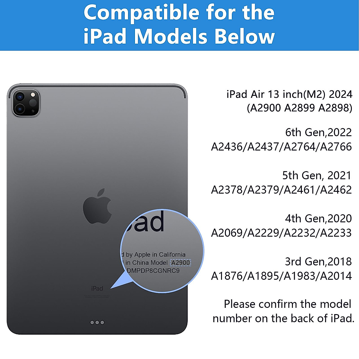 BQSS Keyboard Case for iPad Air 13 inch(M2) 2024 Case with Keyboard for iPad Pro 12.9 inch 6th Gen 2022/5th Gen Keyboard Cover Detachable Backlit Keyboard Wireless Keyboard