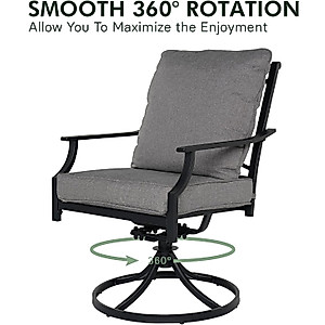 Grand patio Patio Dining Set for 2, E-Coated Outdoor Dining Set, 2 Swivel Dining Chairs Outdoor Furniture Set with Olefin Cushions, Grey