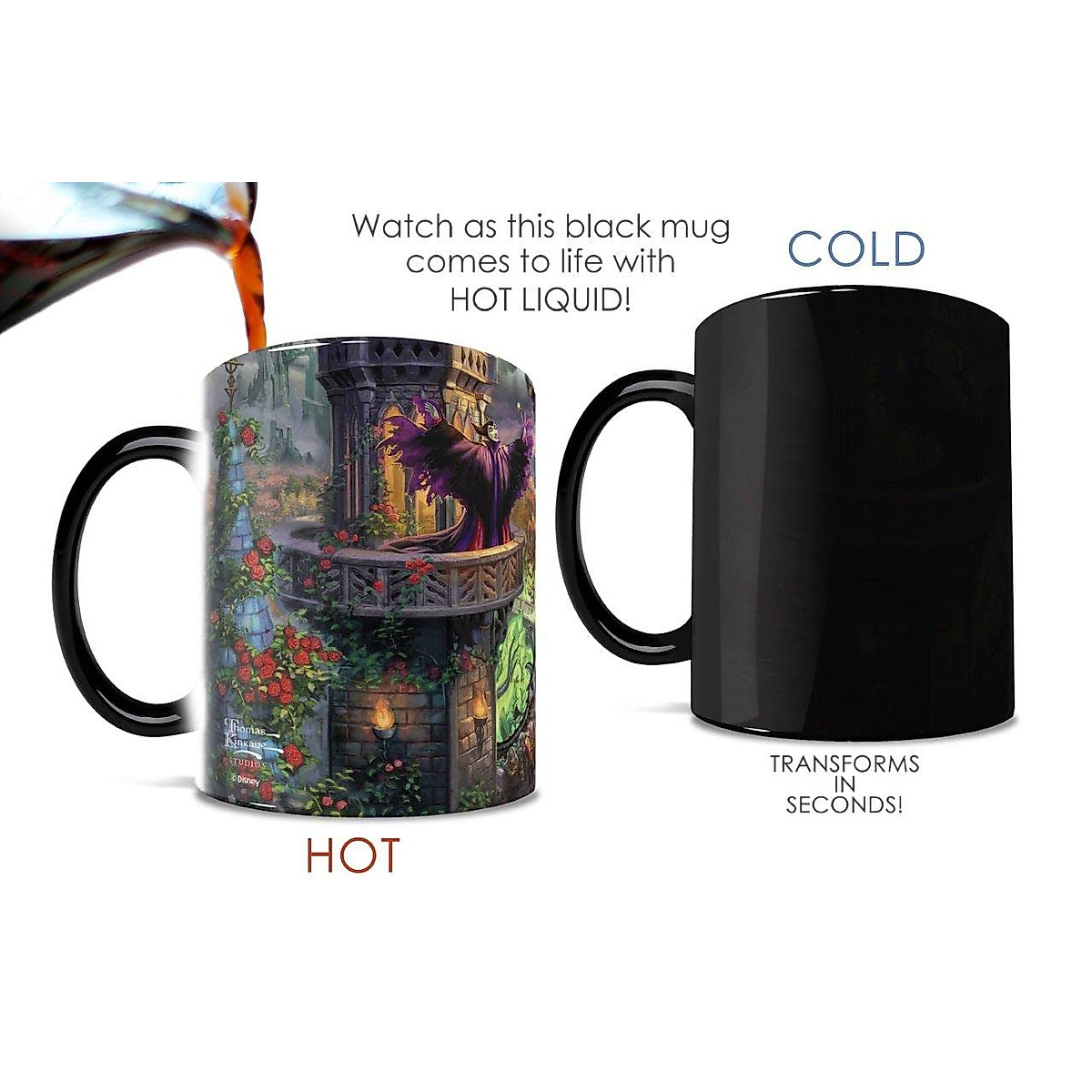 Morphing Mugs Disney – Sleeping Beauty – Maleficent’s Curse - Thomas Kinkade Studios - One 11 oz Color Changing Ceramic Mug – Image Revealed When HOT Liquid Is Added!