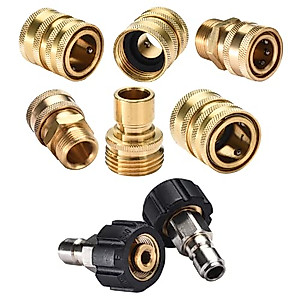 Edou Direct Pressure Washer Adapter Accessories Set - Brass Stainless Steel Pressure Washer Adapter Pump - Quick Connect Hose Pressure Washer Adapter Set for Garden Hose