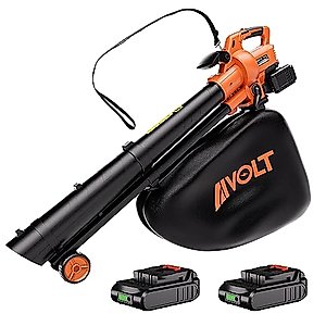 AIVOLT 40V Cordless Leaf Blower Vacuum Battery Powered, 600CFM 150MPH 3 in 1 Leaf Blower, Vacuum, Mulcher with Shoulder Strap and 2 Wheels for Lawn Care and Leaves Blowing