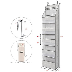 Univivi 6 - Layer Fabric Over the Door Organizer Gray Foldable Nursery Closet Storage, Large Hanging Door Organizer for Cosmetics, Toys and Sundries…