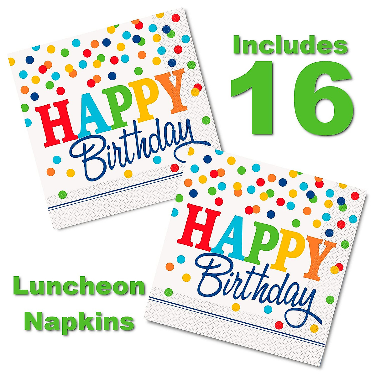 Lobyn Value Packs 32 Piece Polka Dot Themed Birthday Party Paper Plates And Napkins Luncheon Size 9 Inch Disposable Plates