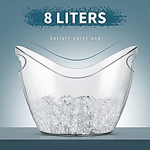 Ice Bucket Parties Wine Bucket Plastic Clear Acrylic For 8 Liter Plastic Tub Perfect for 5 Champagne, Wine or Beer Bottles(1 Pieces,8 Liter)