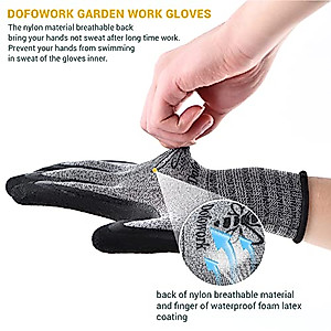 DOFOWORK 6 Pair Gardening Gloves for Women/Men, Breathable Natural Latex Garden Gloves with Grip, Outdoor Protective Working Gloves for Weeding, Raking and Pruning - Black & Green