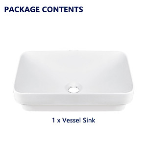 Bathroom Vessel Sink, DeerValley 19'' x 12'' Semi Recessed Bathroom Sink Rectangular White Ceramic Vessel Sinks for Bathroom Modern Bath Sink Bowl Vanity Sink Above Counter Basin DV-1V0047