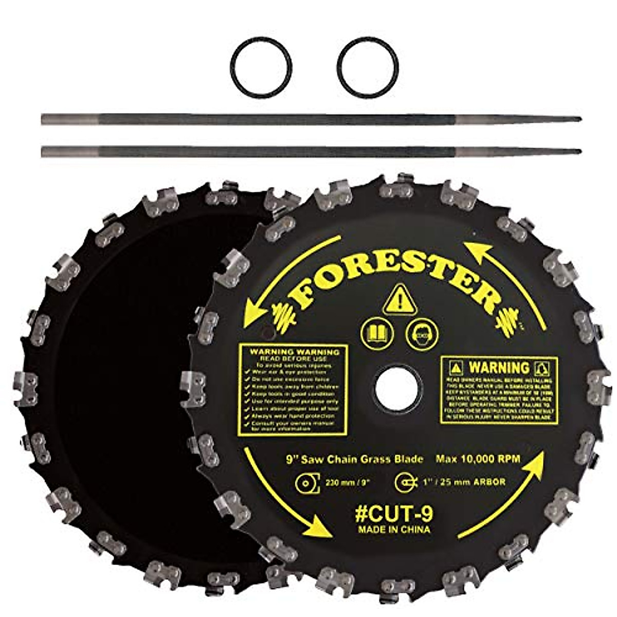 FORESTER Chainsaw Tooth 9" Brush Blade with 3/16" Round File 2 Piece Bundle, 2-Pack (2 Blades, 2 Files)