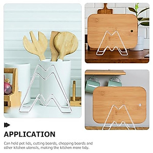 Yardwe 1 Set Cutting Boards Pot Holders Cabinets Pot Rack Cutting Board Holder Stand Corner Cabinet Organizer Cutting Board Holder for Cabinet Barbecue Stainless Steel Storage Rack