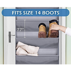 MISSLO Door Shoe Rack with Deep Pockets for 12 Pairs of Shoe Organizer Over the Door Hanger for Closet and Dorm Narrow Door Shoe Storage, Grey