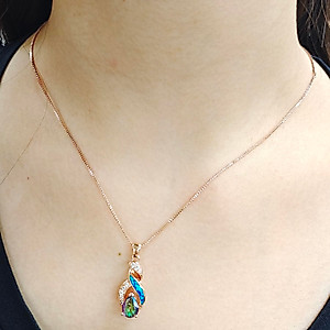 Hermosa Jewelry Sets for Women,Australian Created Opal Pendant Necklace Earrings Hypoallergenic Jewelry Mother's Day Christmas Gifts (JS2)