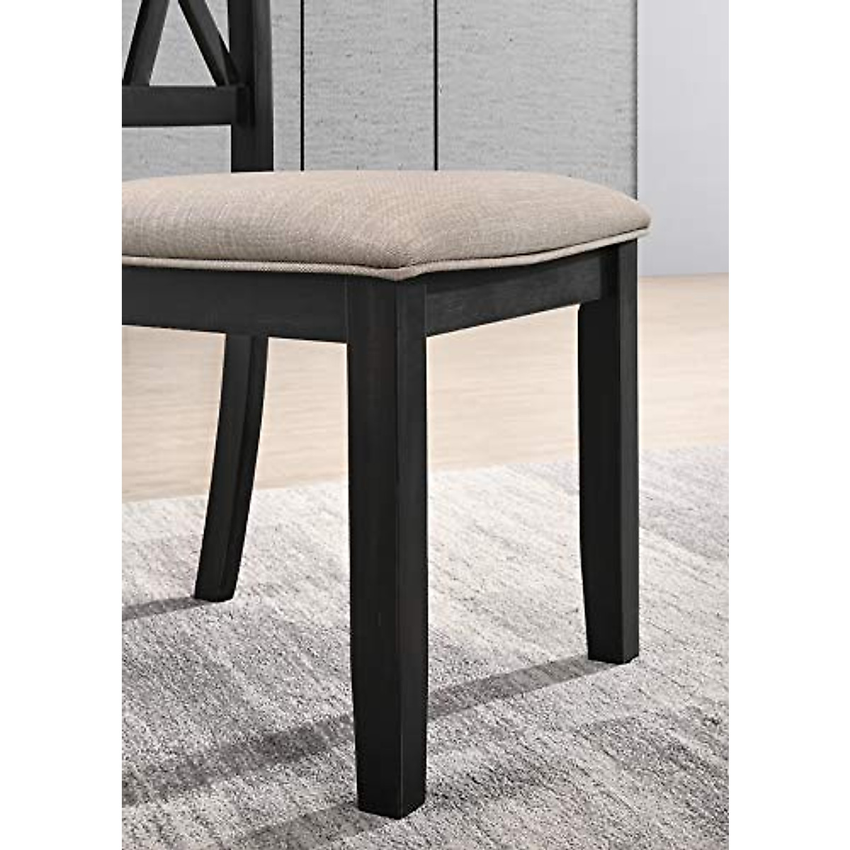 Roundhill Furniture Windvale Fabric Upholstered Dining Chair, Set of 2, Black
