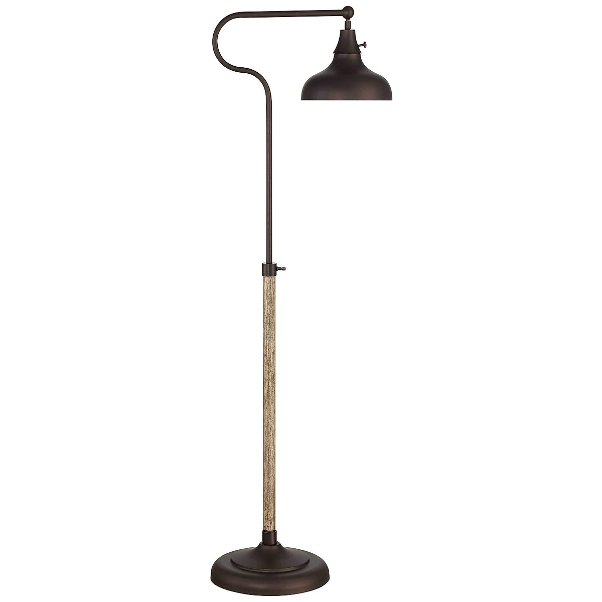 Franklin Iron Works Ferris Industrial Rustic Farmhouse Adjustable Pharmacy Floor Lamp Downbridge 57" Tall Bronze Faux Wood Grain Metal Brown Shade for Living Room Reading House Bedroom Family Home