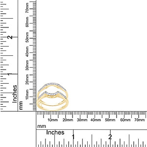 SAVEARTH DIAMONDS 1/4 ct t.w Round Cut Lab Created Moissanite Diamond Wedding Band Enhancer Guard Ring For Women In 14K Yellow Gold Over Sterling Silver(VVS1 Clarity 0.25 Cttw)-6