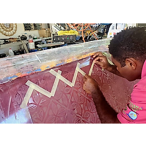 Handprinted Canvas Tote Bag, Reuseable Grocery Shopping Tote with Long Handles, Multipurpose, Sturdy 100% Cotton Canvas Shoulder Bag with Purple Fijian Tapa Print - Tabana Print, Purple