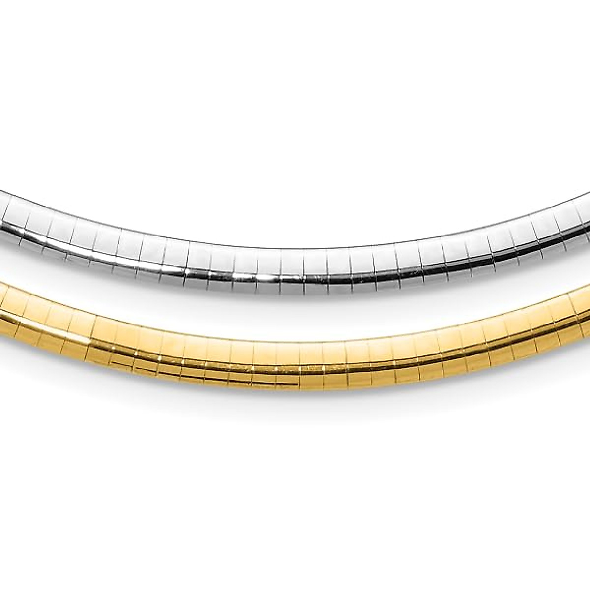 IceCarats 14K Two Tone Gold Reversible 4mm Cubetto Omega Snake Chain Necklace 18 inch