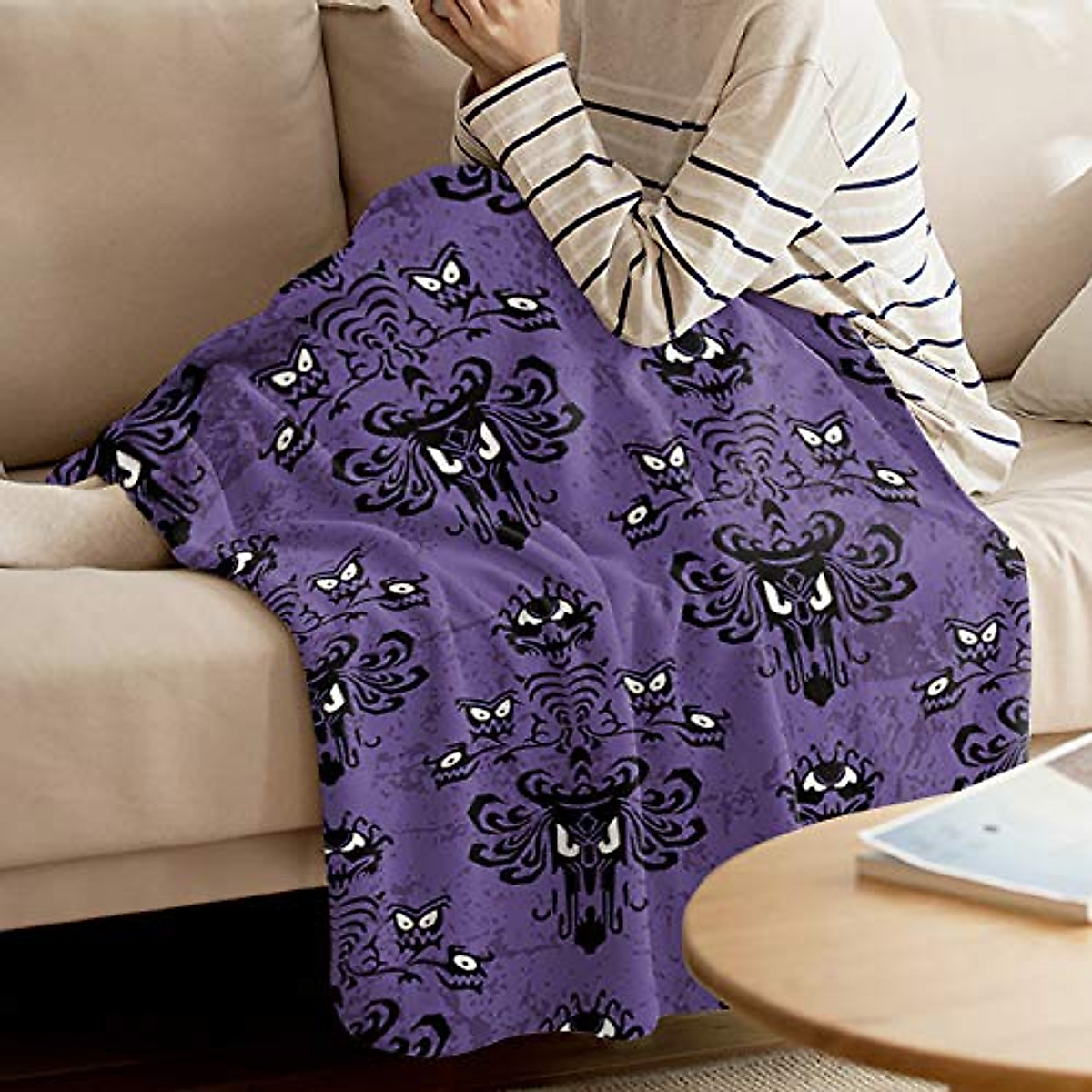 T&H XHome Flannel Fleece Bedding Blanket - 60"x80" Haunted Halloween Mansion - Grim Grinning Ghosts Anime Camp Throw Blanket for Baby Kids Boy Girls Men Women
