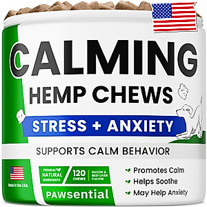 Advanced Hemp Calming Chews for Dogs - Dog Calming Chews - 120 Anxiety Relief Treats - Hemp Oil - Dog Calming Treats - Sleep Calming Aid - Calming Hemp Treats for Joint Health