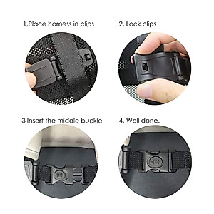 G Ganen Universal Child Chest Harness Clip Anti-Slip Baby Chest Clip Guard Compatible with Seats, Strollers, High Chairs, schoolbags, max. for 1.5 inch Width Harness (Black Set of 1)