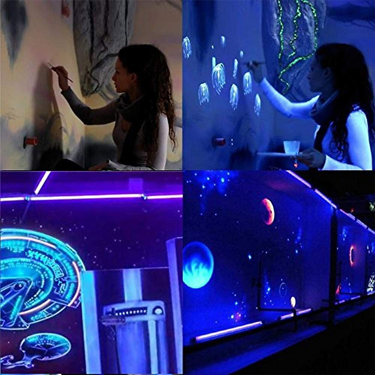 Barrina UV LED Blacklight Bar, 22W 4ft, T5 Integrated Bulb, Black Light Fixture for Blacklight Poster, Halloween Decorations and Christmas Party, Fun Atmosphere with Built-in on, Off Switch (4-Pack)