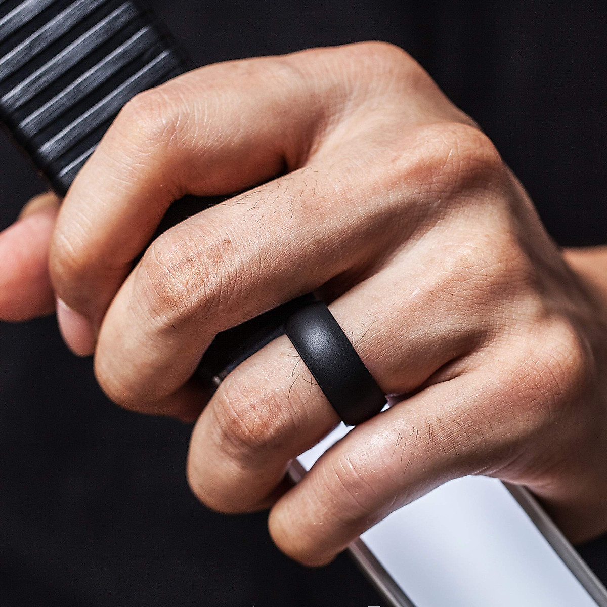 ThunderFit Silicone Wedding Rings for Men, Rubber Engagement Bands 8.7mm Wide 2mm Thick - 1/3/4/5/7 Variety Multipack (Black, Gray, Light Gray, 10.5-11 (20.6mm))