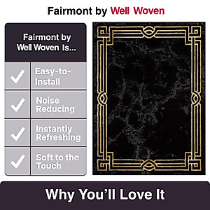 Well Woven Lezlee Abstract Modern 5'3" x 7'3" Area Rug Black Gold Marble Border - for Living Room, Dining Room, Bedroom