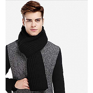 Women And Mens Winter Thick Cable Knit Wrap Chunky Long Warm Scarf, One Size, Black
