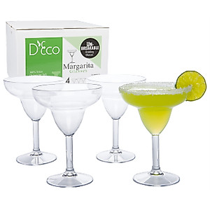 D'Eco Unbreakable 12 oz Margarita Glasses (Set of 4) - Reusable Shatterproof Tequila & Spicy Margarita Glassware - Perfect for Hosting & Entertaining Parties- Mixed Drink & Frozen Cocktail Glasses Set