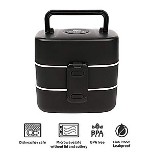 Wagindd Bento Box Adult Lunch Box, Stackable Lunch Containers for Kids Leakproof Bento Box Includes Cutlery Microwave-safe