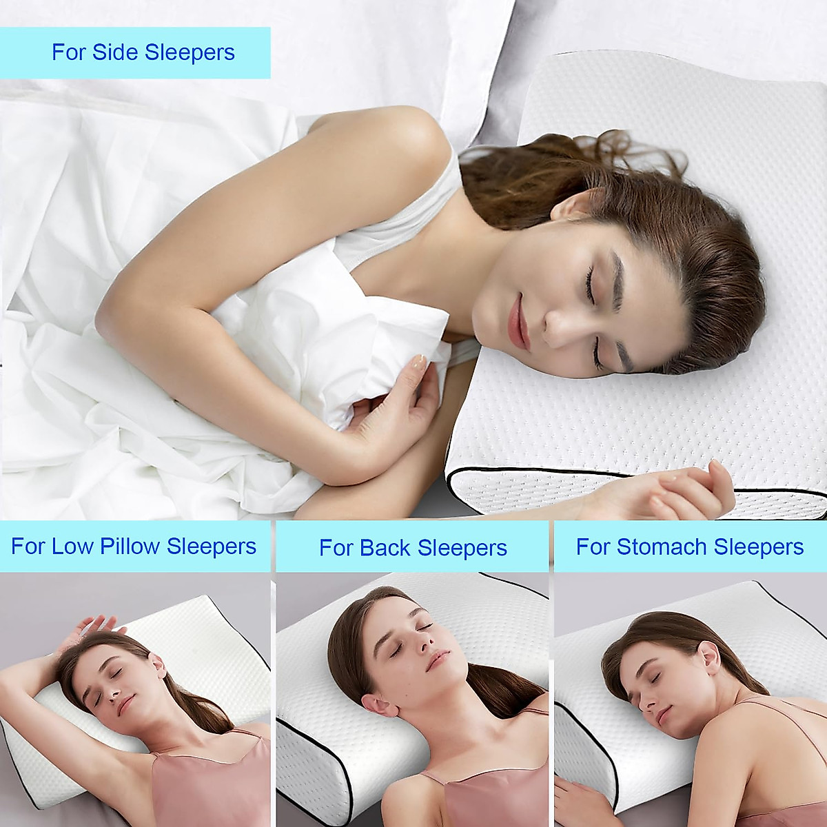 BAOVERI Memory Foam Pillow, Cervical Pillow for Neck Pain Relief, Ergonomic Bed Pillow for Side, Back and Stomach Sleepers, Standard Size