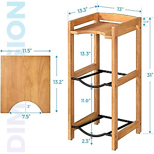 5 Gallon Water Jug Holder with Top Shelves, Natural Solid Wood Water Dispenser Stand 31"H, 3-Tiers 5 Gallon Water Jug Stand, Water Cooler Jug Rack, 5 Gallon Water Bottle Holder with 2 Slot & Top Shelf