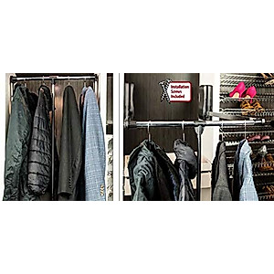 Wardrobe Lift Side-mount Chrome and Black Expanding Heavy duty steel Tubing with Black Plastic Housing, 45 lb Weight Rating (For 33” – 48” openings)