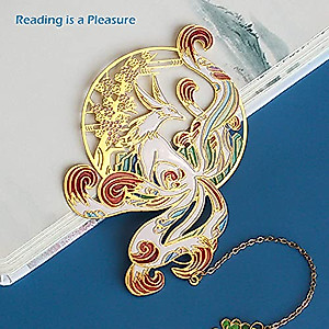 Aygrün Metal Bookmarks for Women, Kitsune Bookmark Fox Cool Golden Book Marker, Reading Book Lovers Gift for Readers, Best Friend, Teacher, Kids, Men and Girls