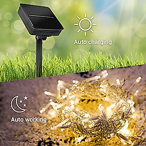 Grand patio Solar String Lights Outdoor 29.5FT 360 LED, Waterproof 8 Modes with Dimmer and Timer Solar Patio Lights for Patio, Lawn, Garden, Gazebo, Yard, Umbrella, Outdoors (Warm White)