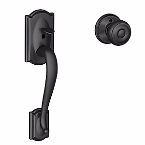 SCHLAGE FE285 CAM 622 GEO Camelot Trim Lower Half Front Entry Handleset with Georgian Knob, Matte Black