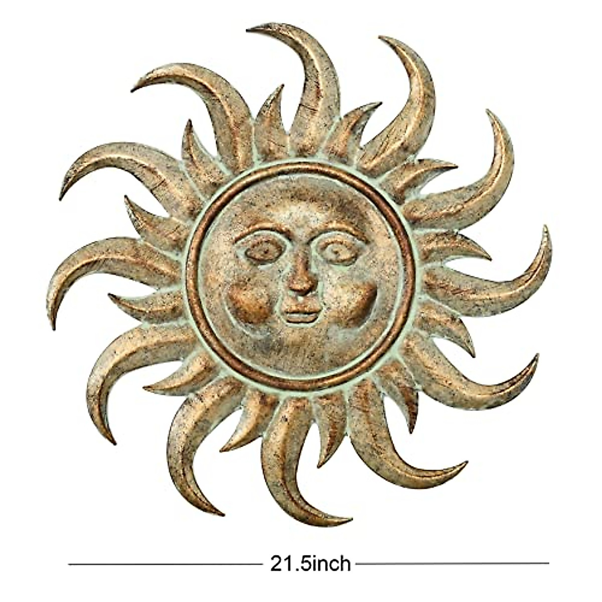 Remenna Metal Sun Wall Art Decor 21.5inch Hanging for Indoor Outdoor Home Bedroom Living Room Office Garden Yard Patio Rustic Finish