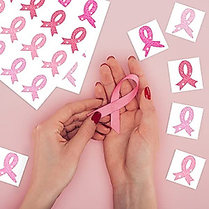 20 Sheets 240 Pcs Breast Cancer Temporary Tattoos Stickers Temporary Pink Ribbon Tattoos Breast Cancer Body Tattoos for Women Girls Face Body Accessories