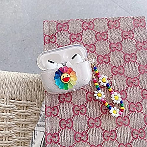 Cute Airpod Pro Case Smile Sun Flower Bracelet Design Soft Silicone Clear Glitter Protective Cover for Airpods Pro Case