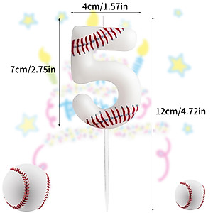 ZHIHUI Birthday Candle, Baseball Birthday Number Candles, Baseball Themed Candle Cake Topper for Boys Girls Kids Birthday Cake Topper Reunions Theme Party Supplies (Number 9)